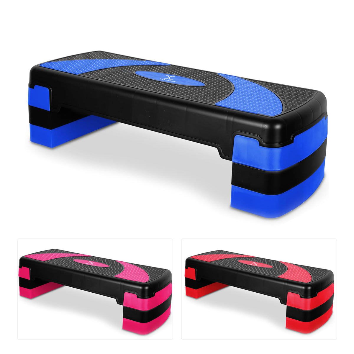 MAXSTRENGTH Adjustable Aerobic Stepper | 3 Level Cardio Step